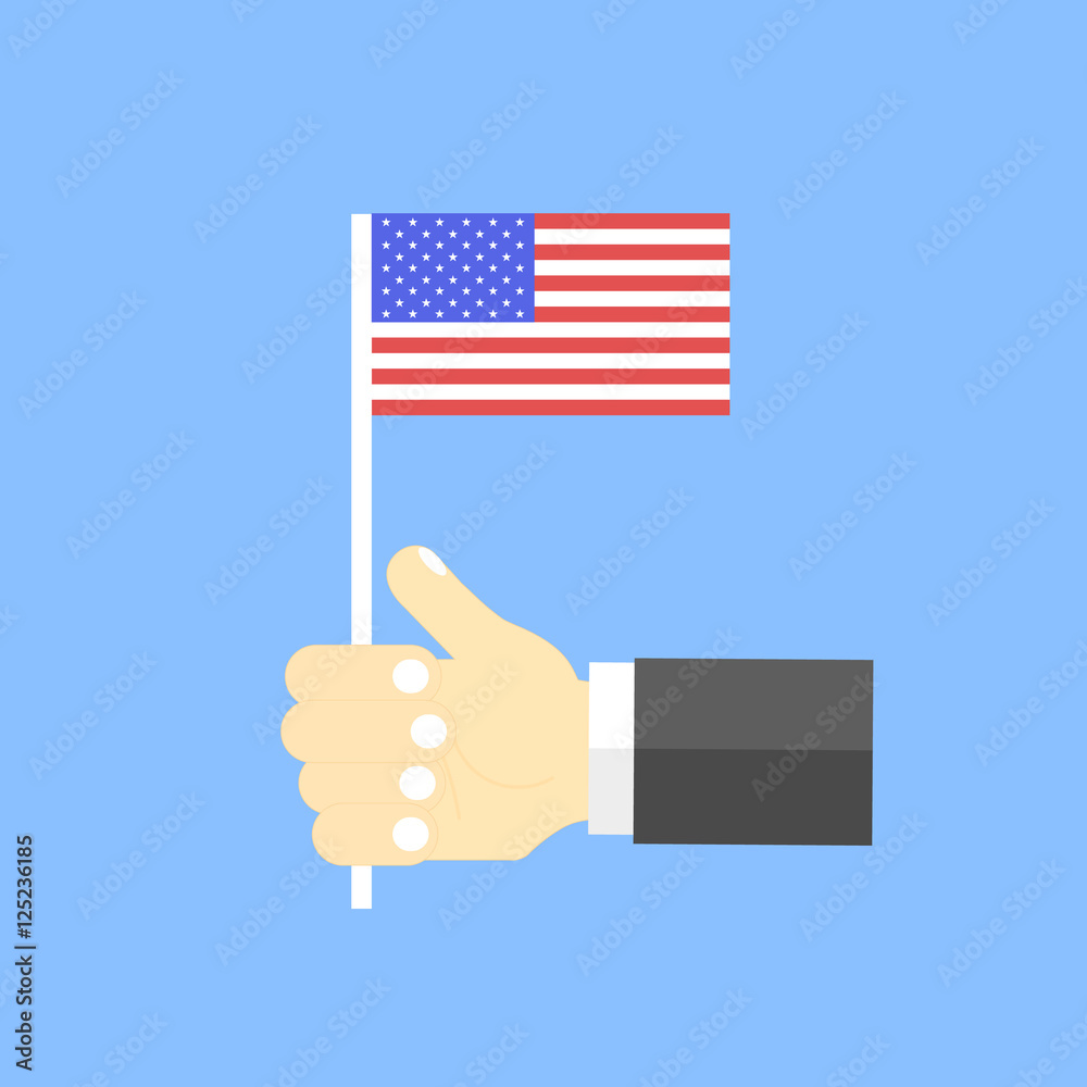 US flag in his hand. Vector illustration . Stock Vector | Adobe Stock