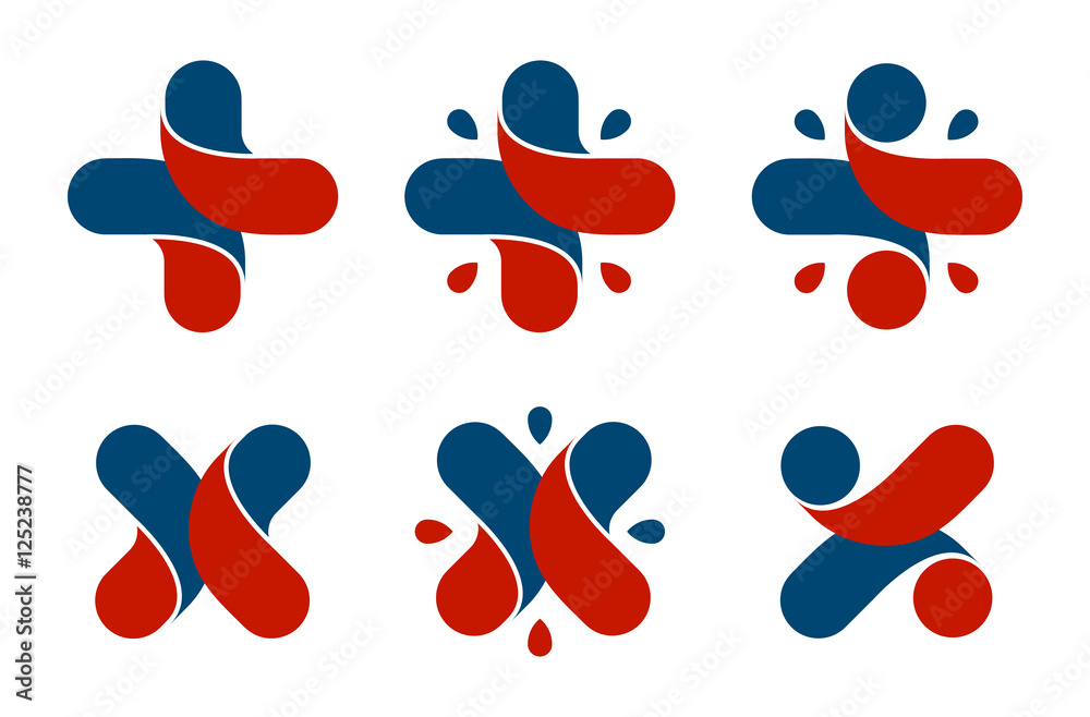 Isolated abstract colorful cross logo. Human silhouette logotype ...