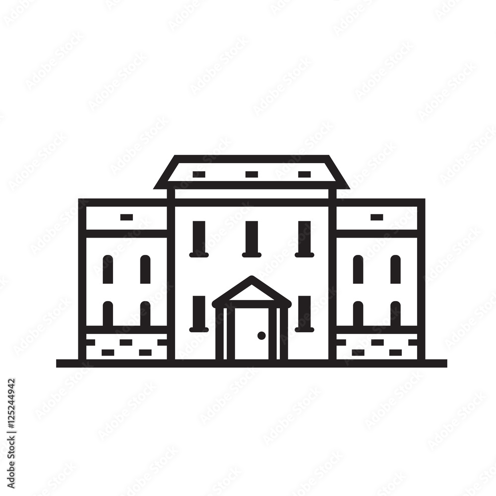 Europe street and house emblem. British mansion in townhouse emblem ...