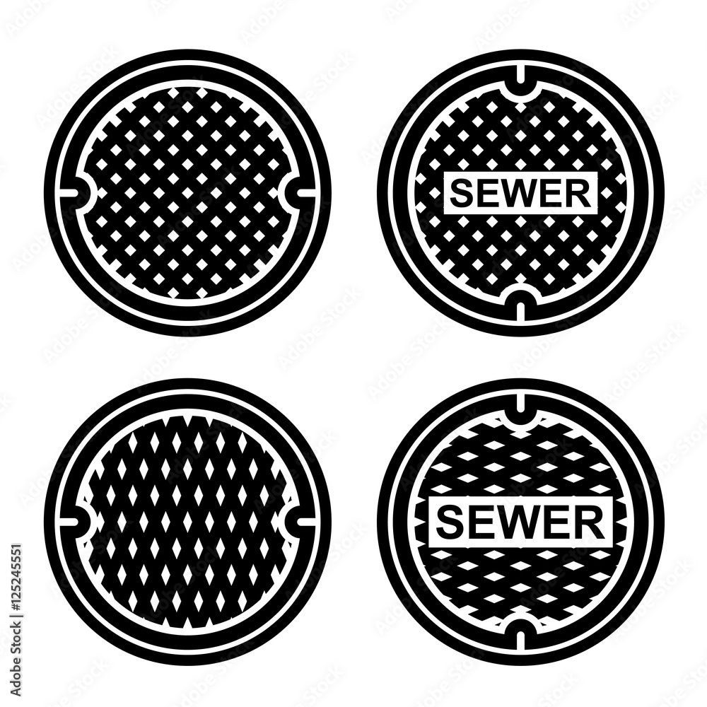 manhole sewer cover black symbol vector Stock Vector | Adobe Stock