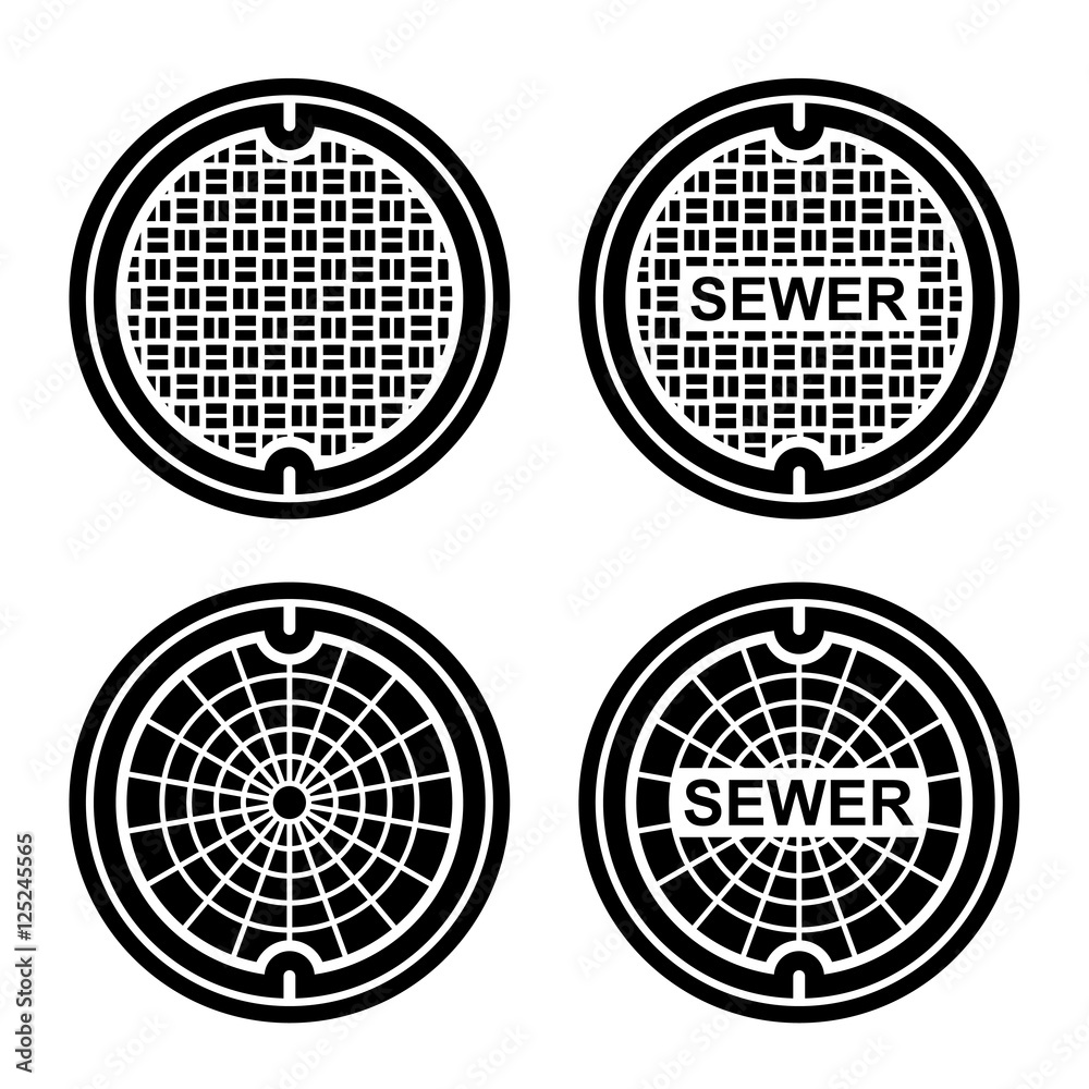 manhole sewer cover black symbol vector Stock Vector | Adobe Stock