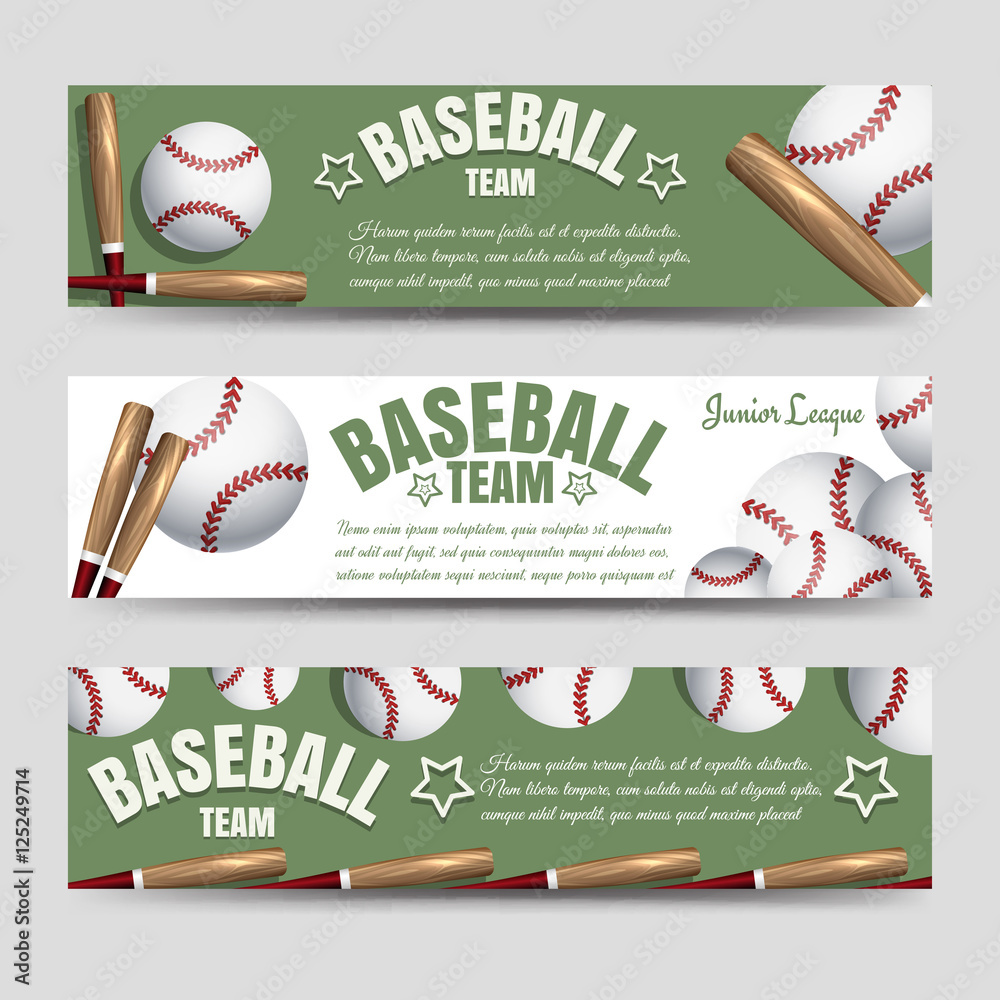 Sport horizontal banners template. Baseball team banners vector ...