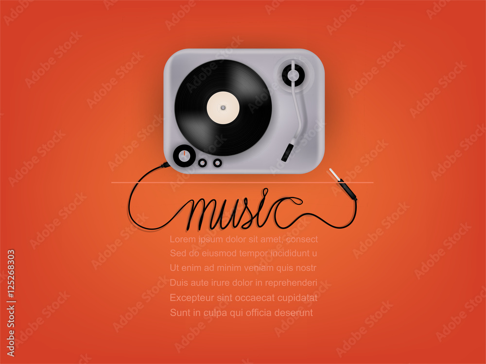 info graphic design vector of gramophone vinyl record on record player ...