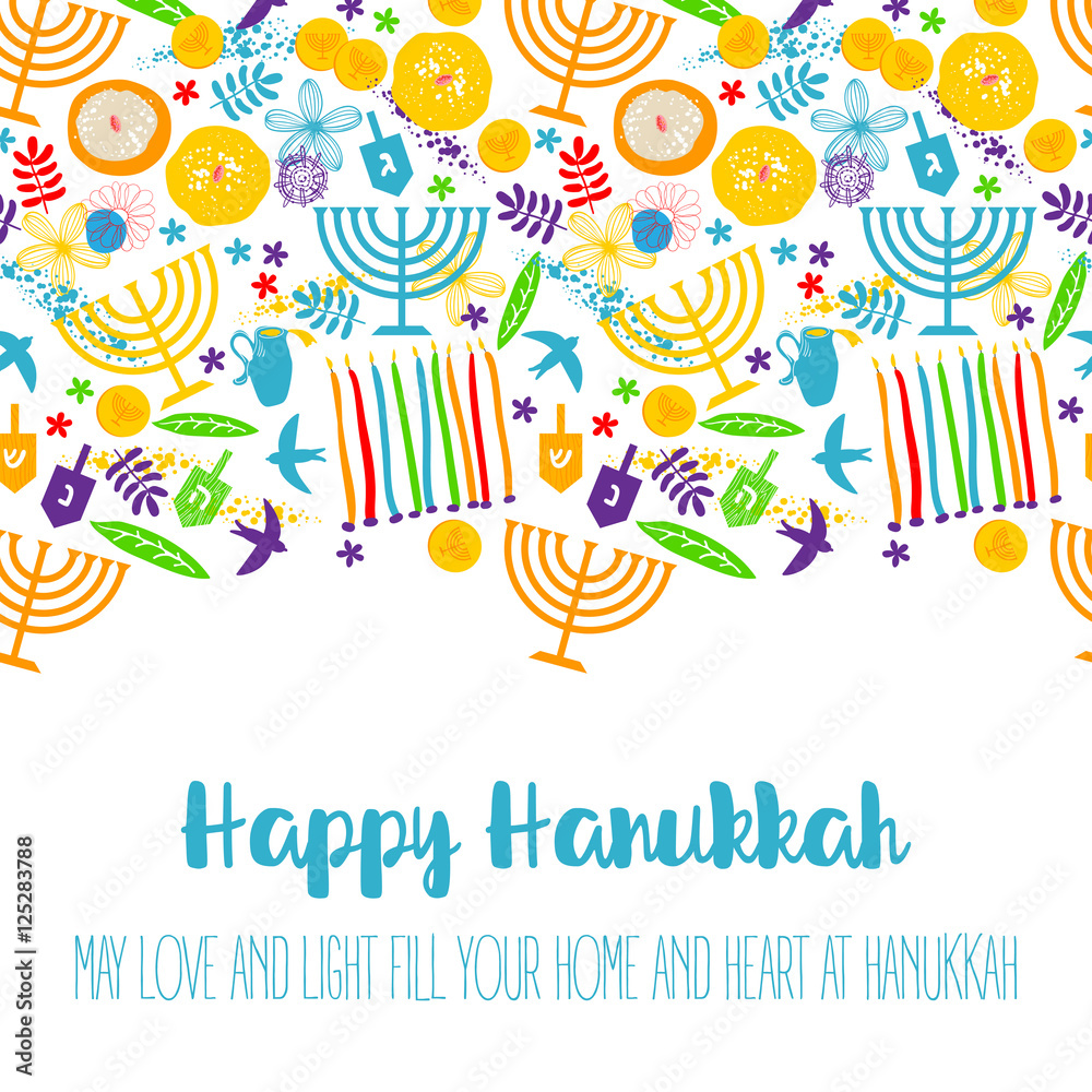 Hanukkah greeting card Stock Vector | Adobe Stock