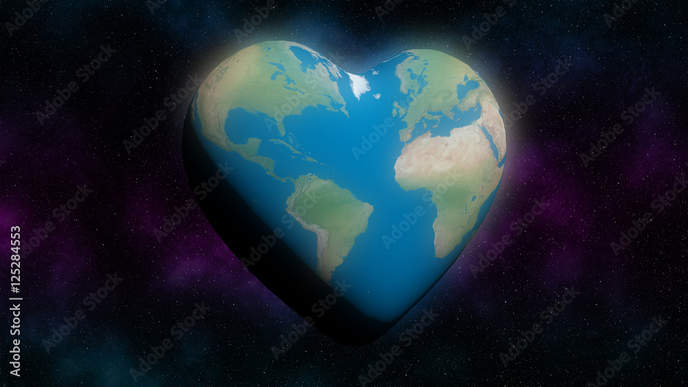 Heart shaped Earth in space illustrating climate change Stock ...