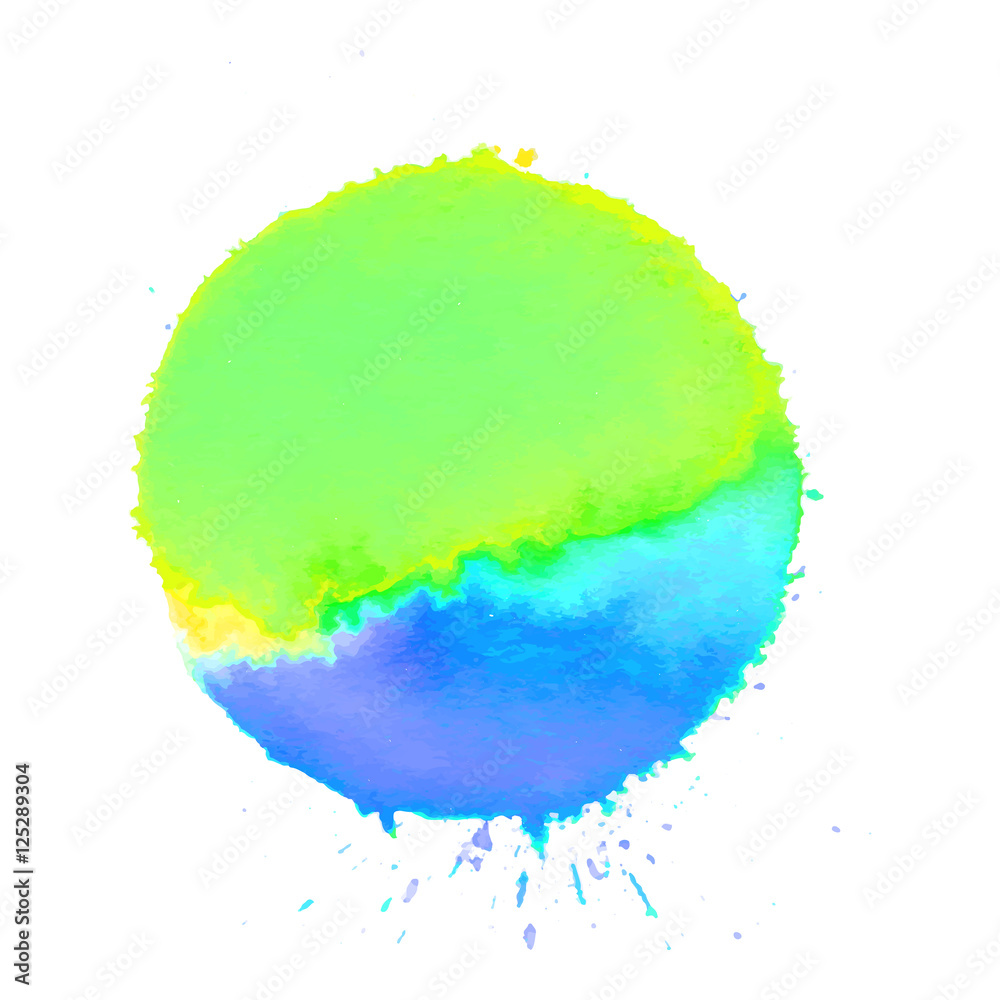 Colorful abstract watercolor circle with splashes and spatters. Modern ...