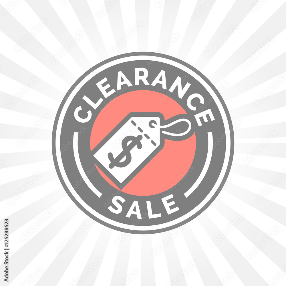 Clearance sale promotion badge with dollar sign price tag icon. Vector ...