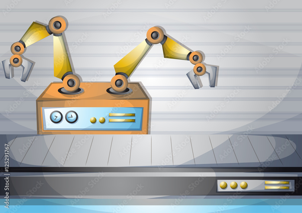 cartoon vector illustration interior factory room with separated layers ...