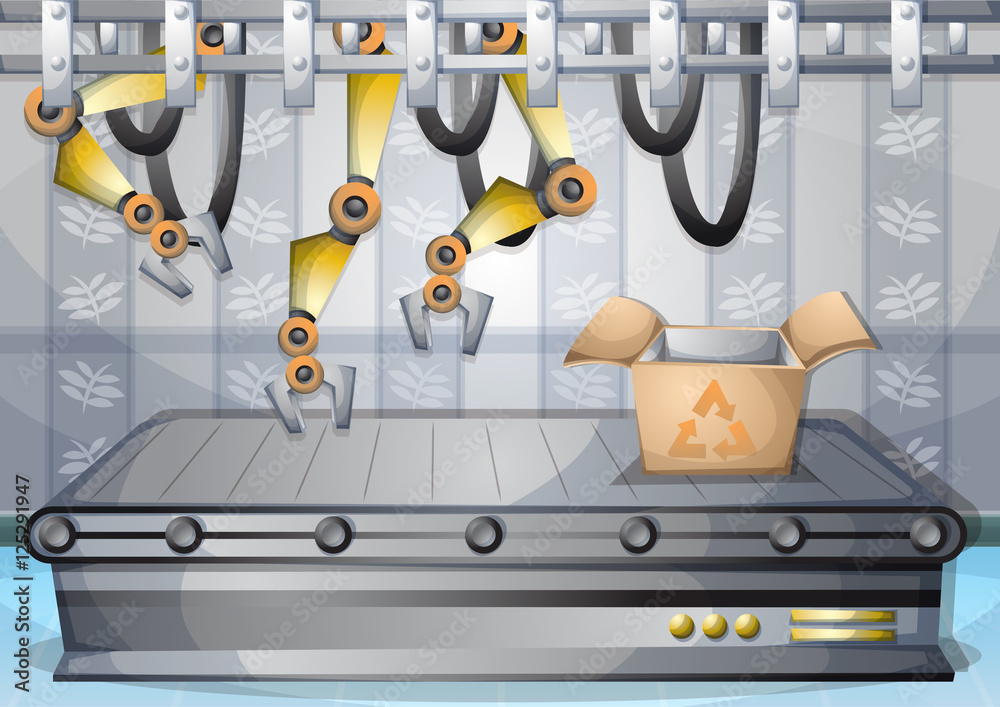 cartoon vector illustration interior factory room with separated layers ...