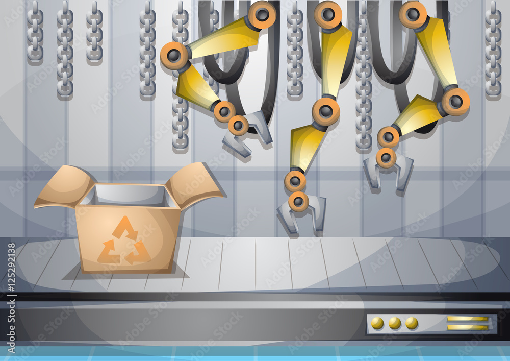cartoon vector illustration interior factory room with separated layers ...