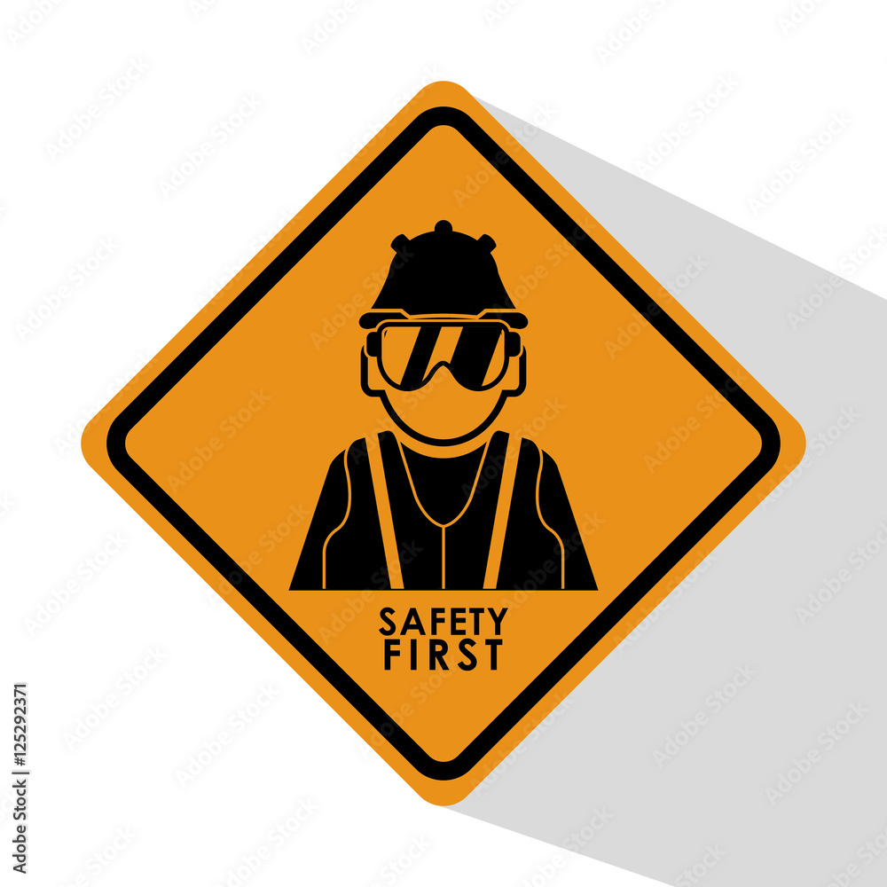 Avatar worker with glasses icon. Industrial safety security and ...