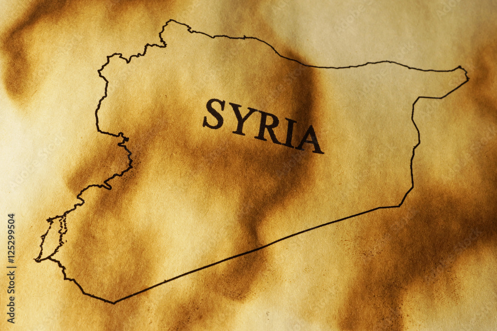 Syria map on a charred paper. Syrian conflict concept Stock Photo ...