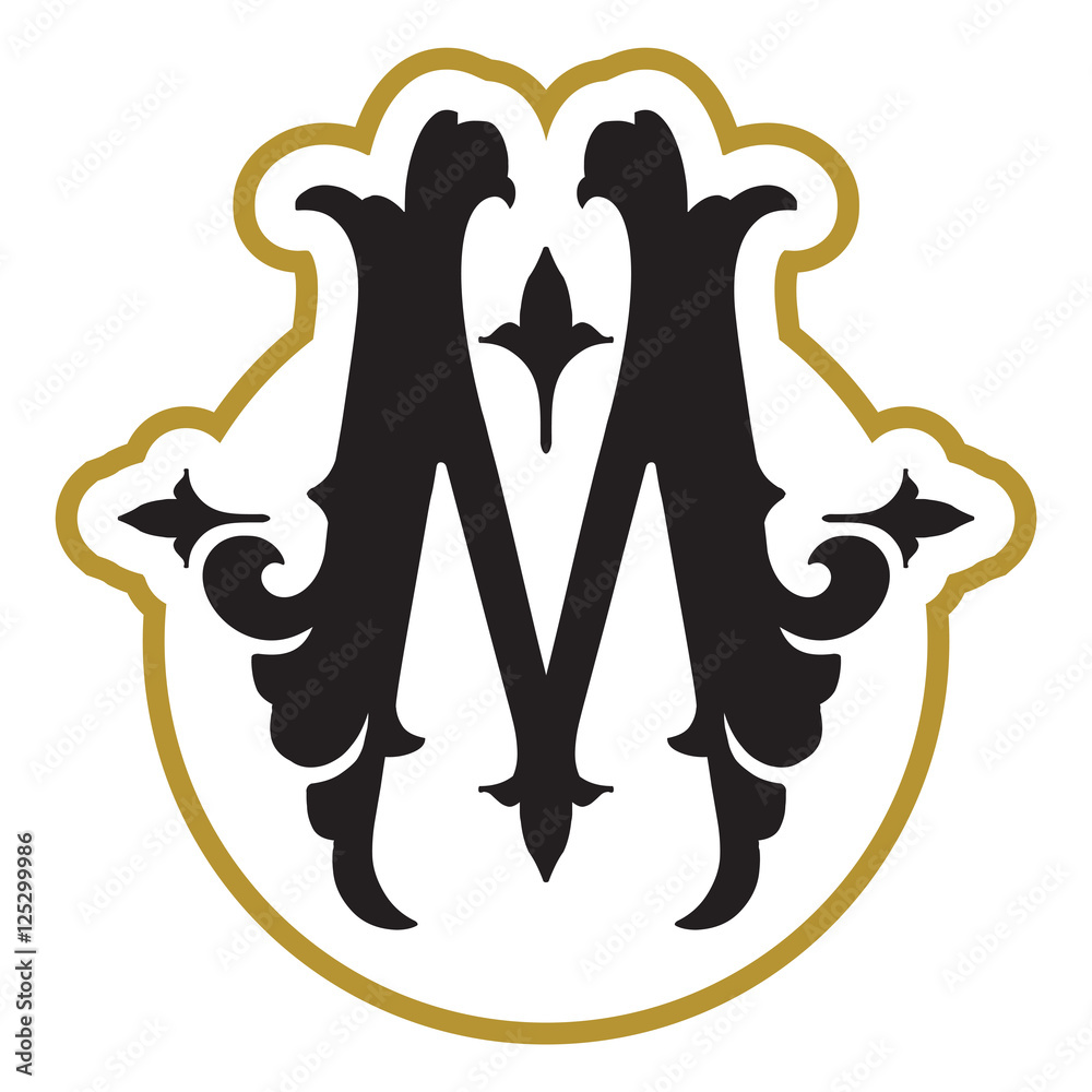 Elegant floral monogram design template with letter M . Wedding ...