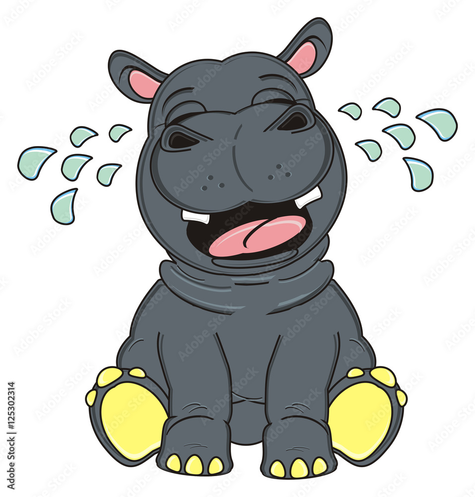 mouth open, cry, tears, animal, zoo, cartoon, hippo, thick, sweet ...