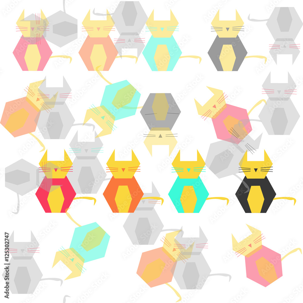 Cat geometry seamless pattern background. Stock Vector | Adobe Stock