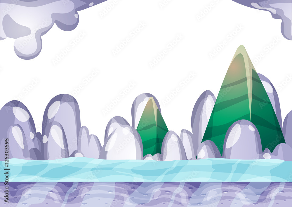 cartoon vector sky background with separated layers for game art and ...