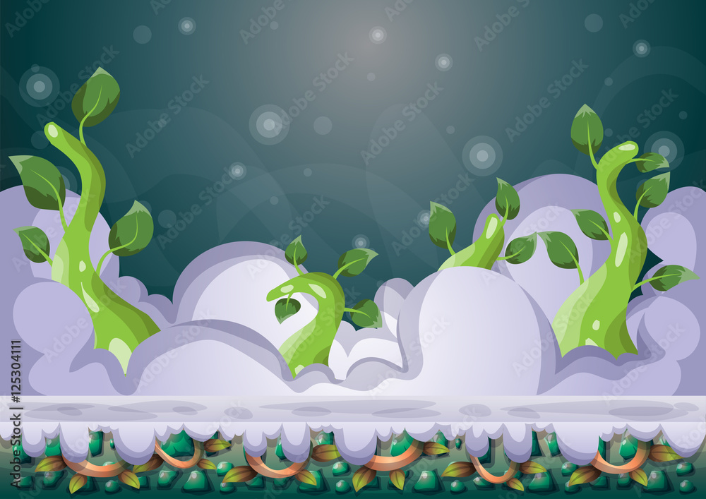 cartoon vector sky background with separated layers for game art and ...