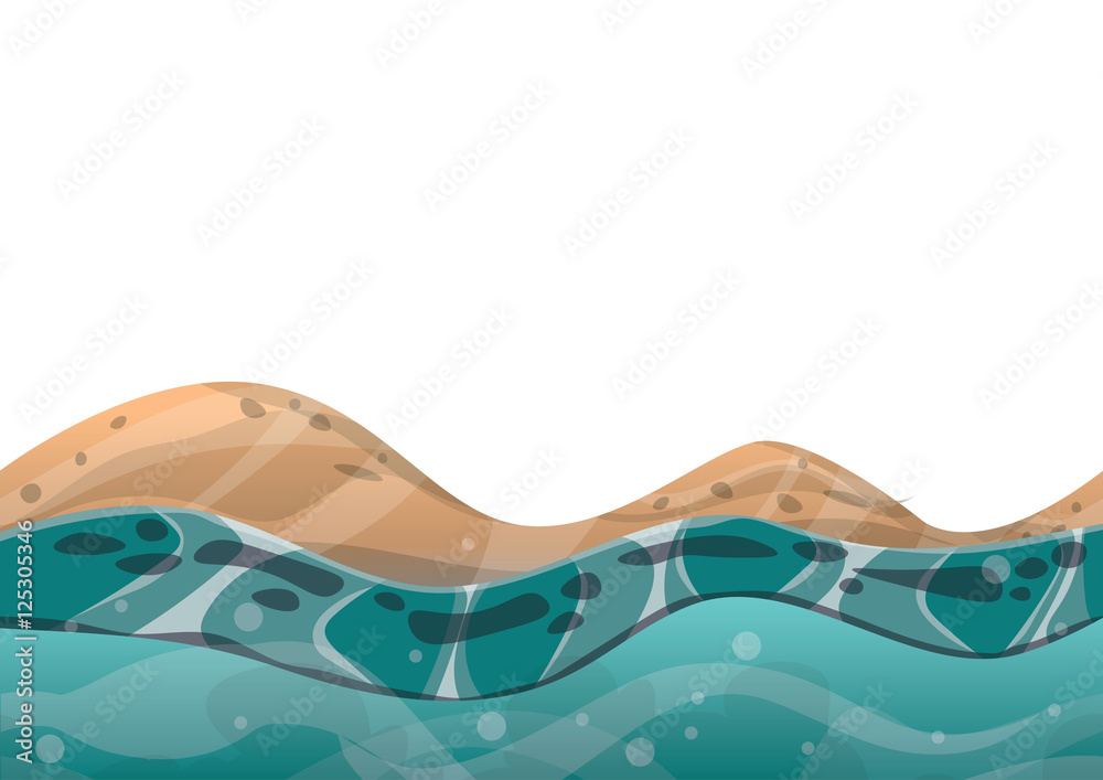 cartoon vector sea background with separated layers for game art and ...