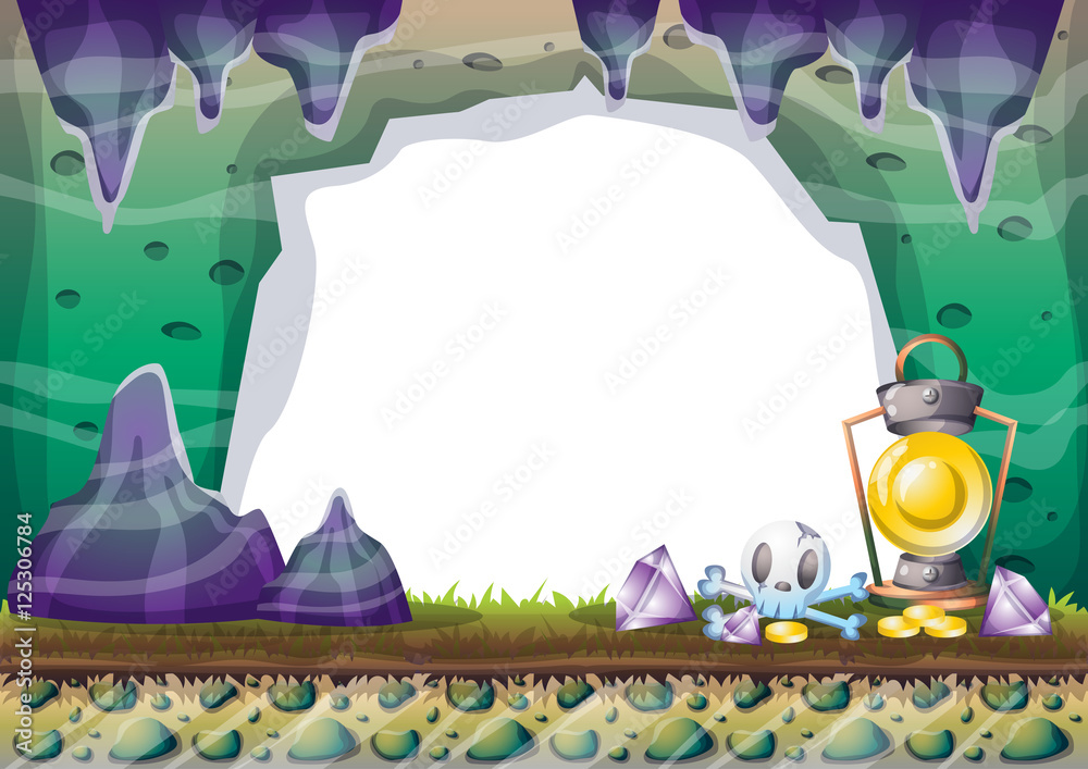 cartoon vector cave with separated layers for game and animation game ...