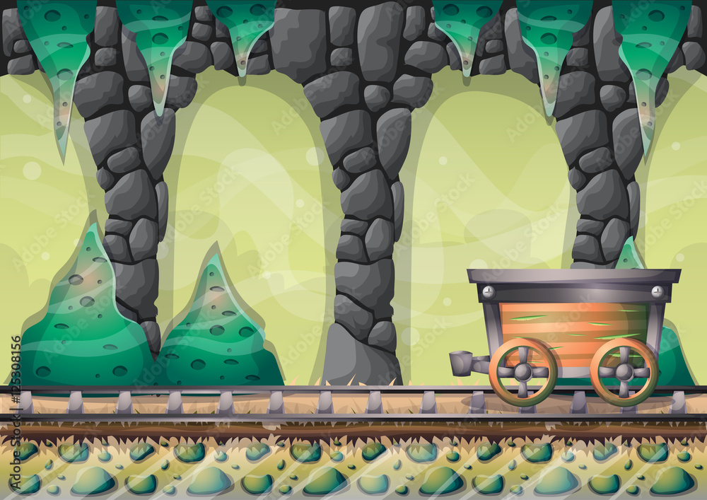cartoon vector cave with separated layers for game and animation game ...