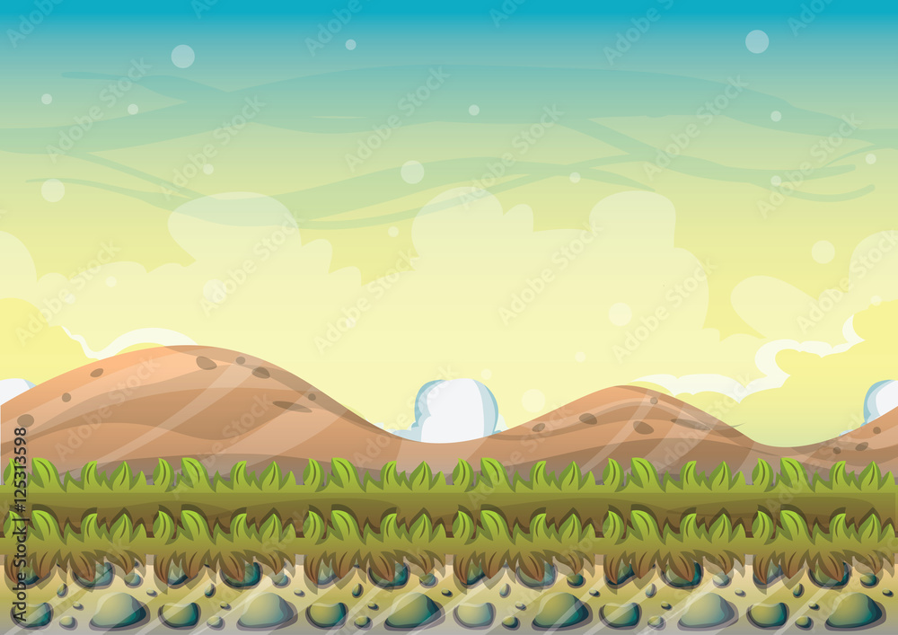 cartoon vector nature landscape background with separated layers for ...