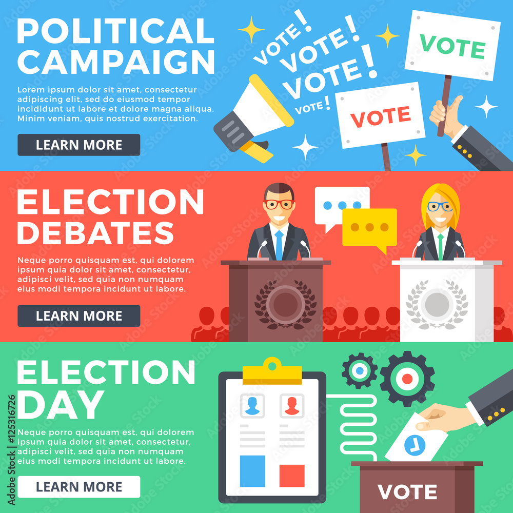 Political campaign, election debates, election day flat illustration ...