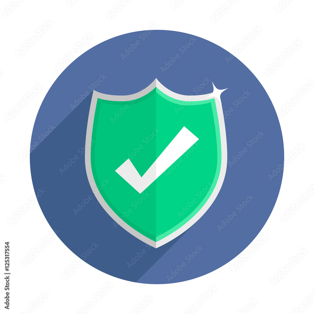 Shield Update Check Mark Long Shadow Icon Stock Vector | Adobe Stock