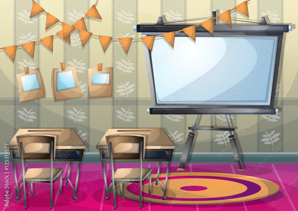 cartoon vector illustration interior classroom with separated layers in ...