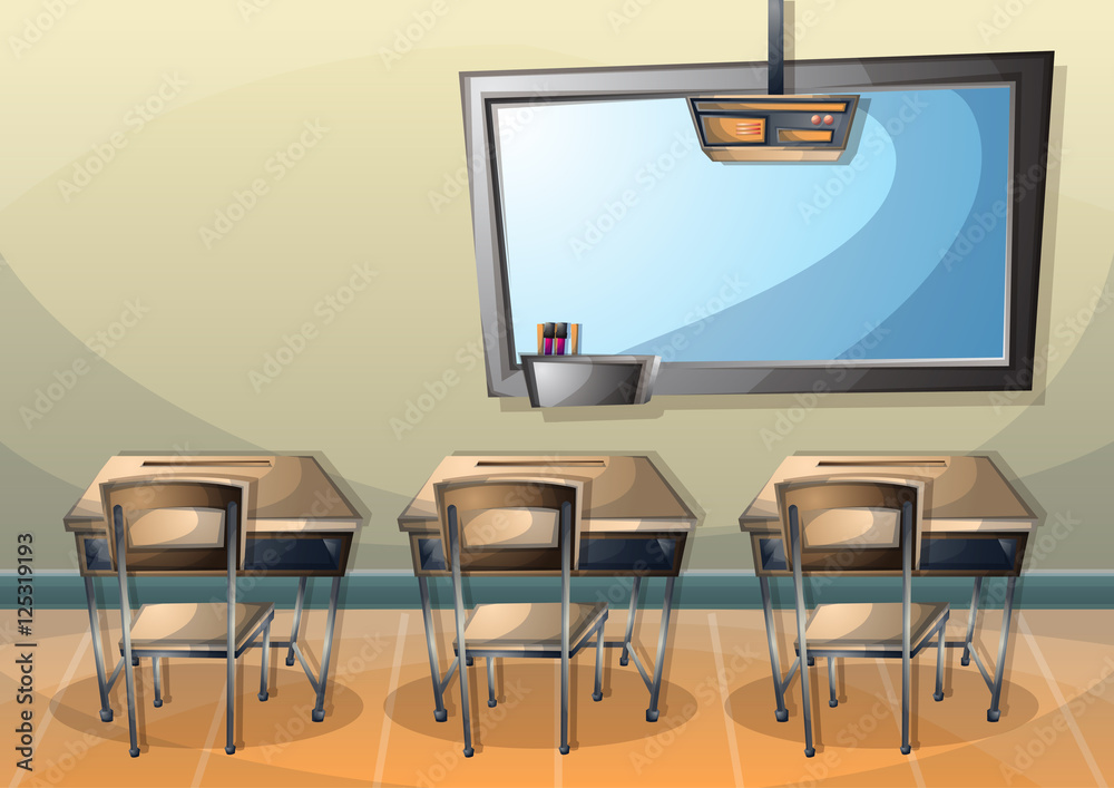 cartoon vector illustration interior classroom with separated layers in ...