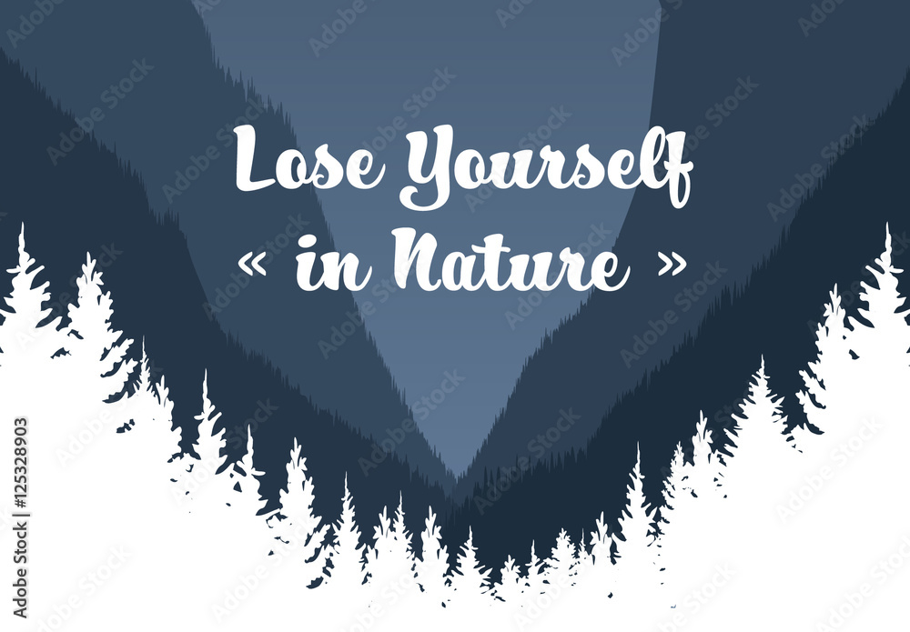 "Lose Yourself in Nature" Landscape Illustration Stock Template | Adobe ...