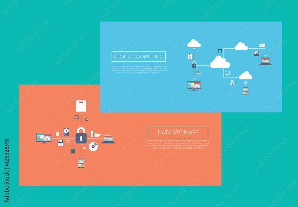 2 Illustrated Cloud Computing Banners 1 Stock Template | Adobe Stock