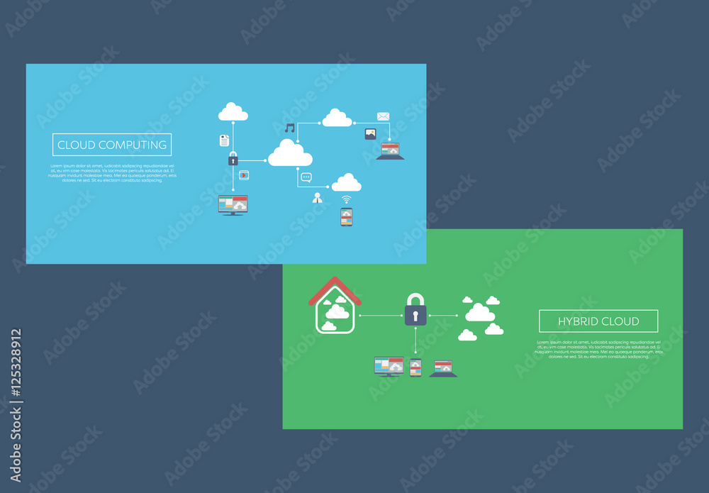 2 Illustrated Cloud Computing Banners 2 Stock Template | Adobe Stock