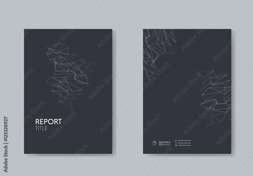 Dark Report Cover Layout with Abstract Design Element Stock Template ...