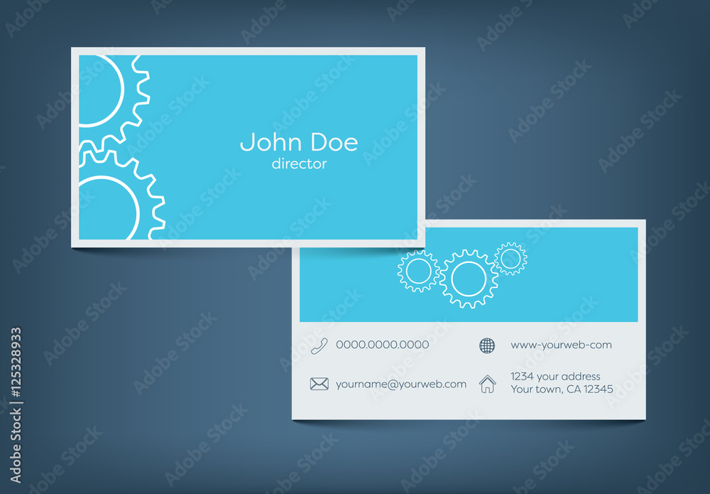 Line Art Gear Business Card Layout Stock Template | Adobe Stock