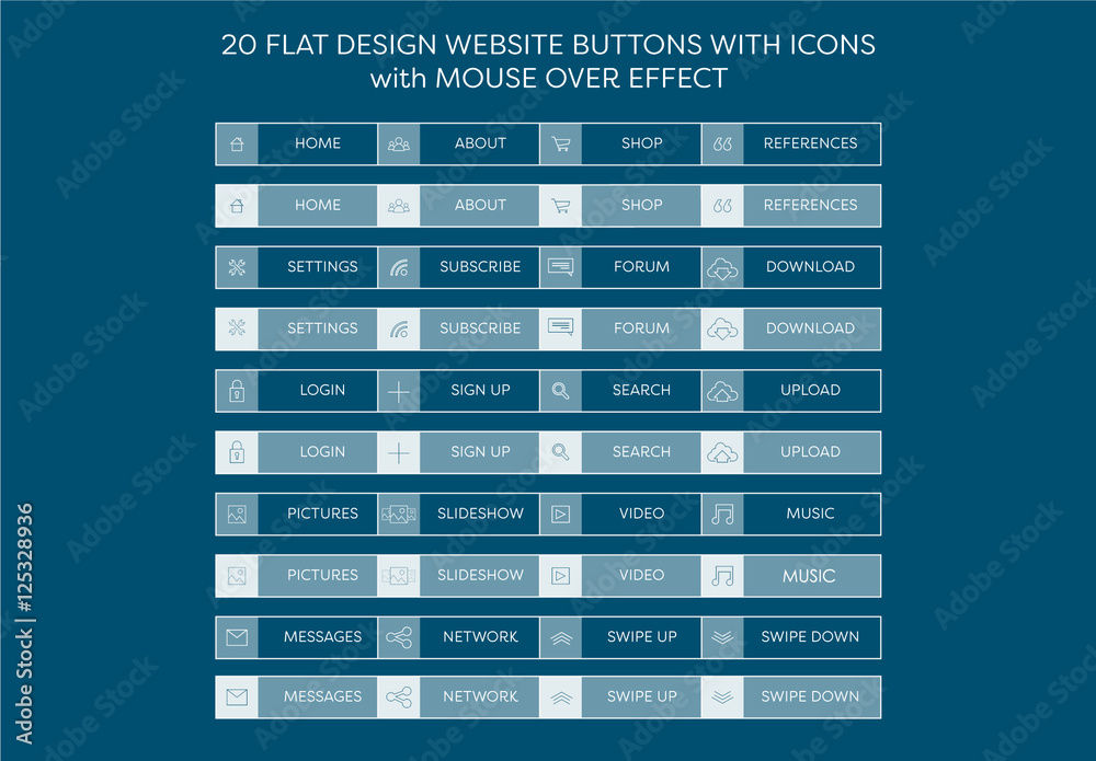 Flat UI and Web Buttons with Icons Stock Template | Adobe Stock