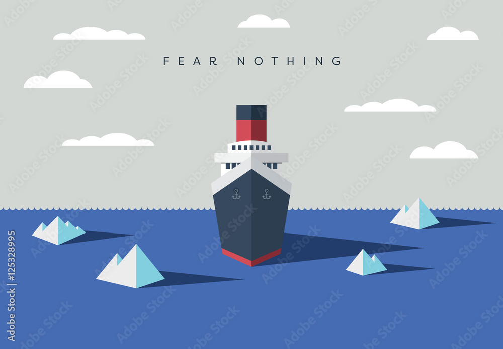 "Fear Nothing" Oceanliner Ship Illustration Stock Template | Adobe Stock