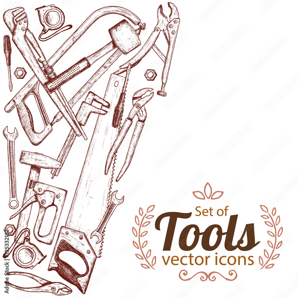 Side vertical border with repair tools icons Stock Vector | Adobe Stock