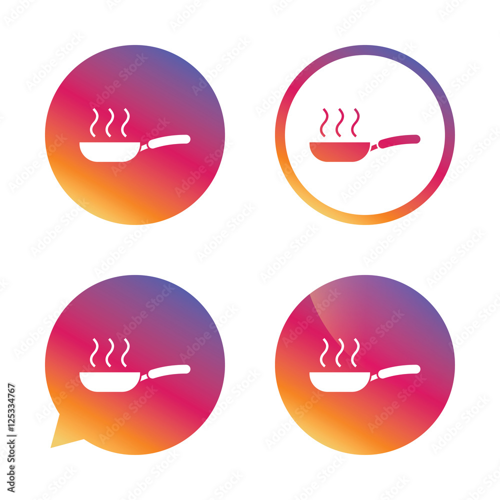 Frying pan sign icon. Fry or roast food symbol. Stock Vector | Adobe Stock
