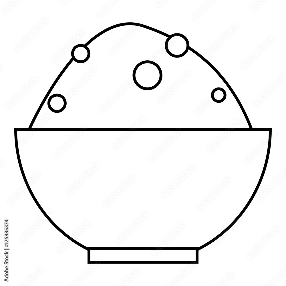 Rice in bowl icon. Outline illustration of rice in bowl vector icon for ...