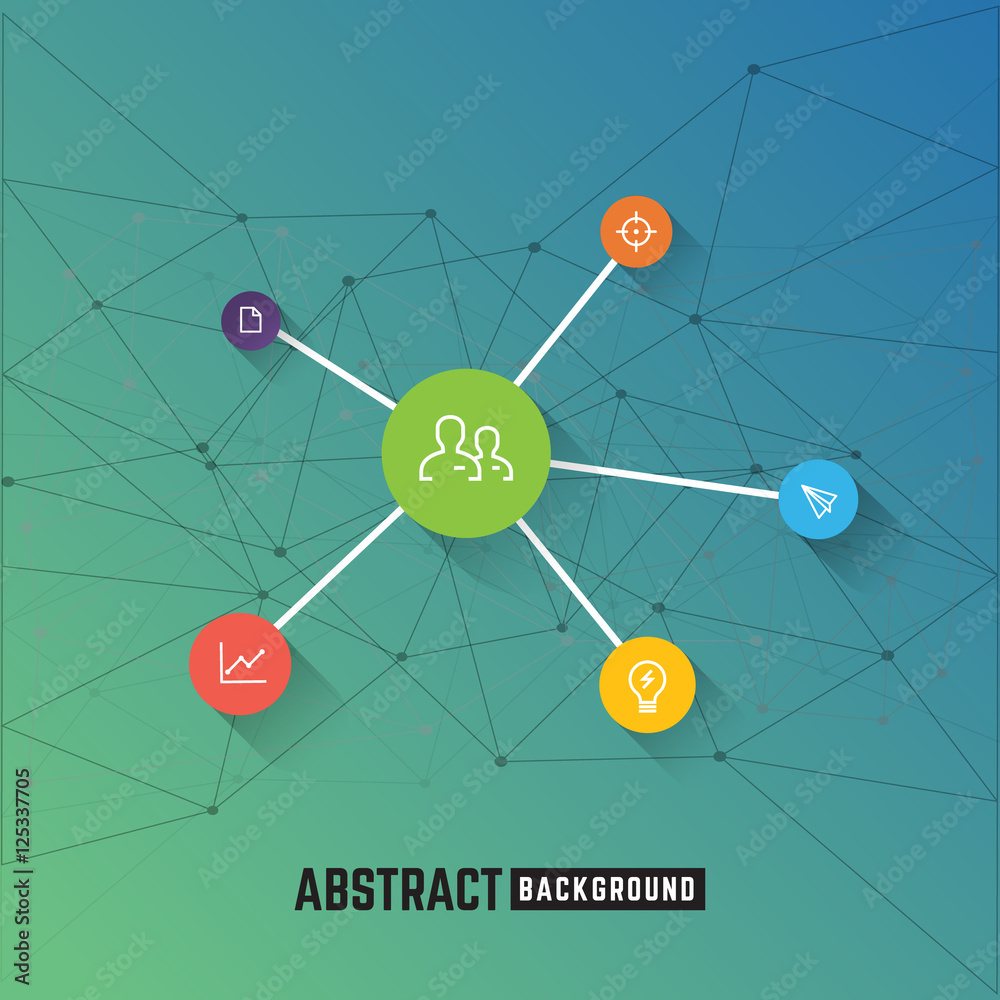 abstract green business and corporate background with icons and sign ...