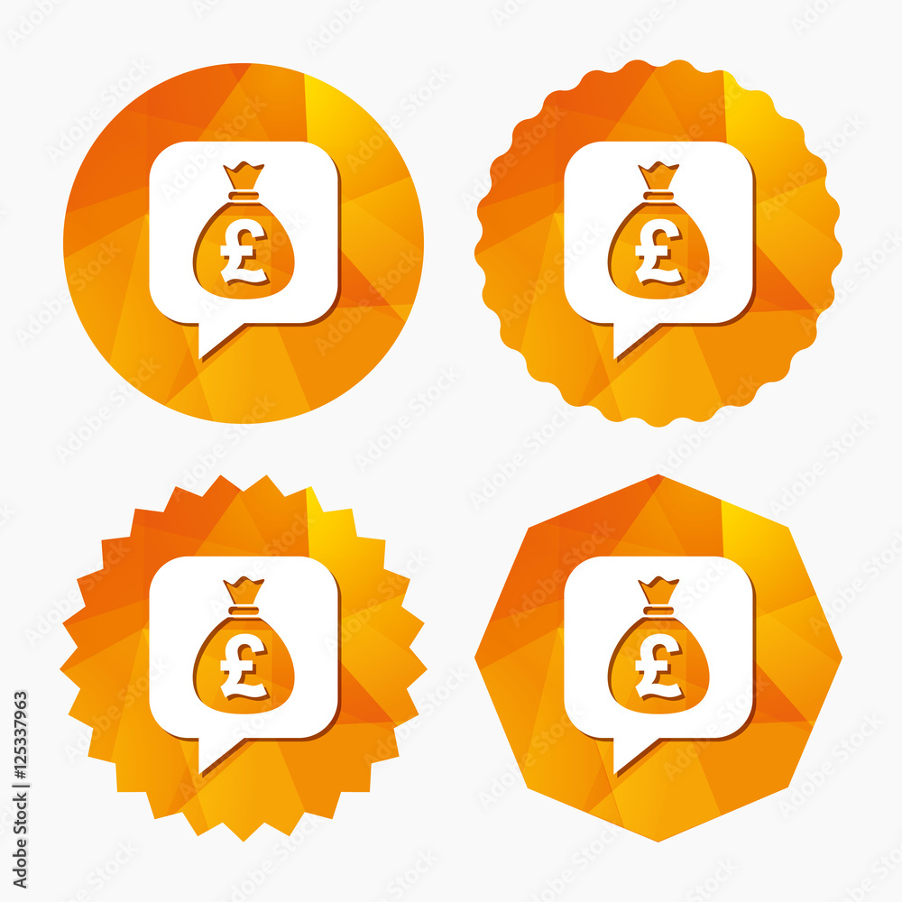Money bag sign icon. Pound GBP currency. Stock Vector | Adobe Stock