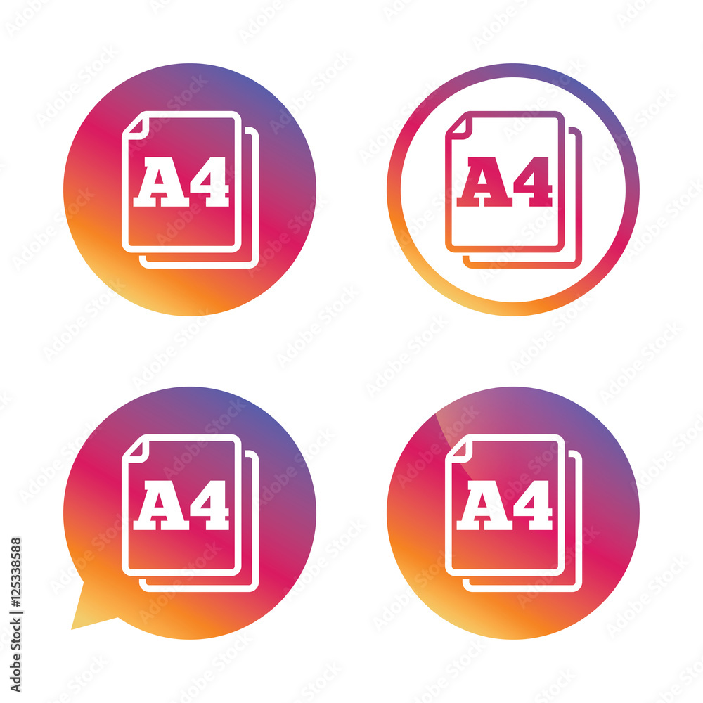 Paper size A4 standard icon. Document symbol. Stock Vector | Adobe Stock