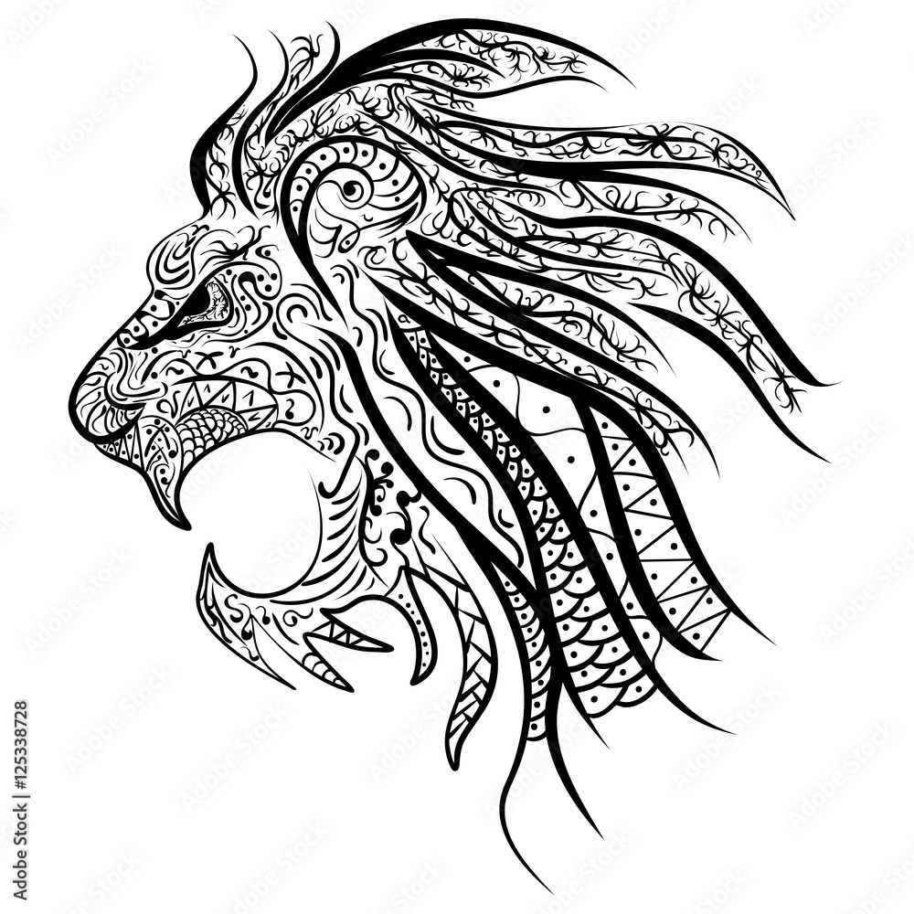Tribal Lion Head Drawing