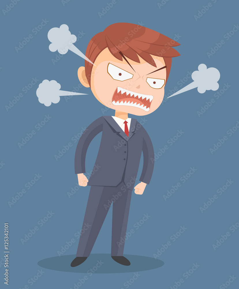 Angry screaming office worker man character. Vector flat cartoon ...