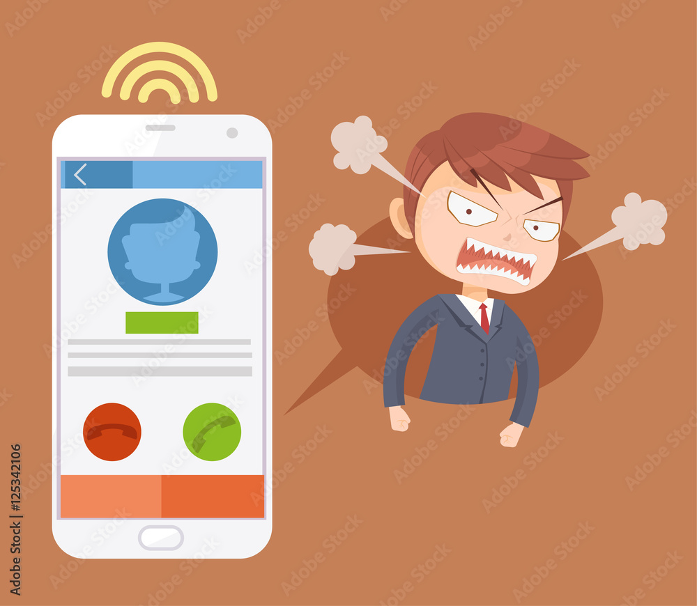 Angry office man boss character call. Vector flat cartoon illustration ...