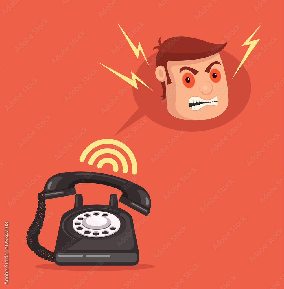 Angry office man head character call. Vector flat cartoon illustration ...
