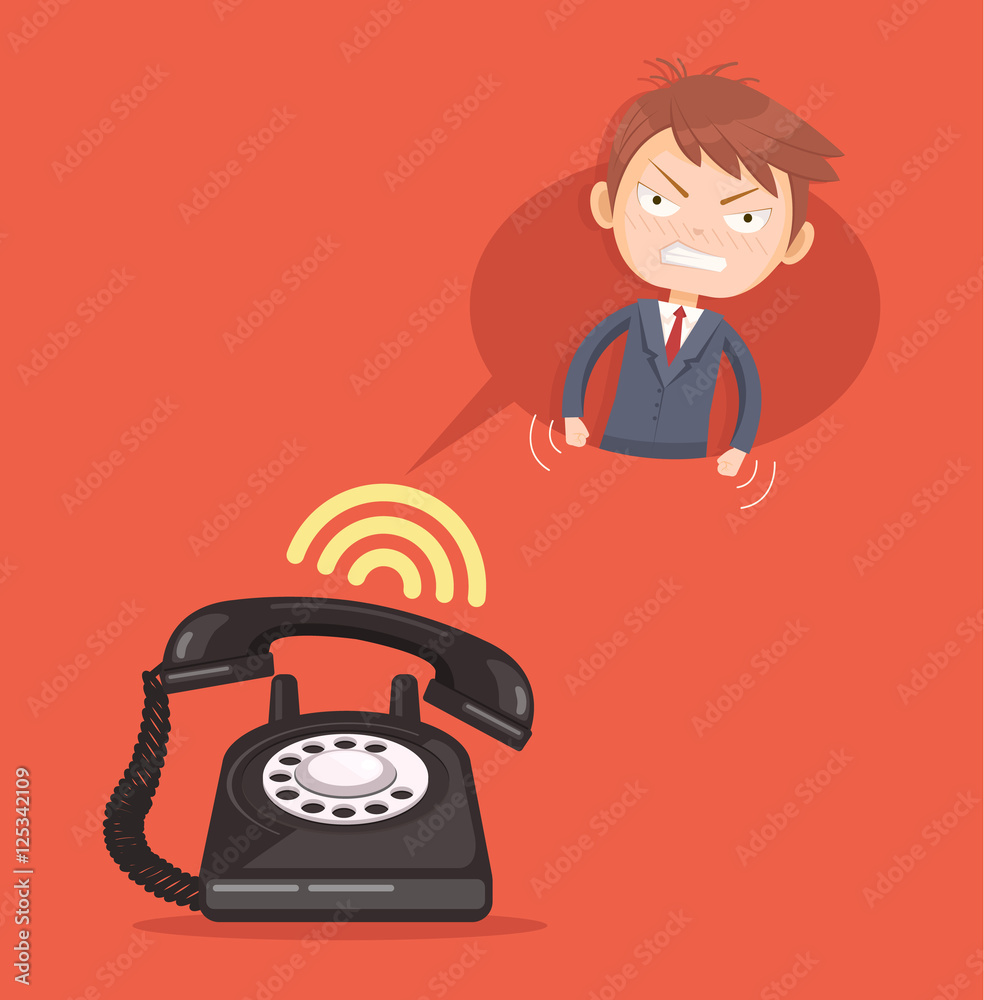 Angry office man character call. Vector flat cartoon illustration Stock ...