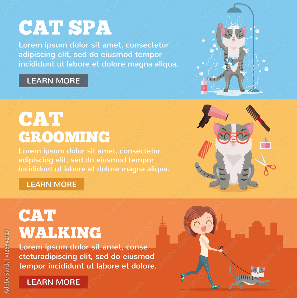 Cat service. Vector flat cartoon illustration Stock Vector | Adobe Stock