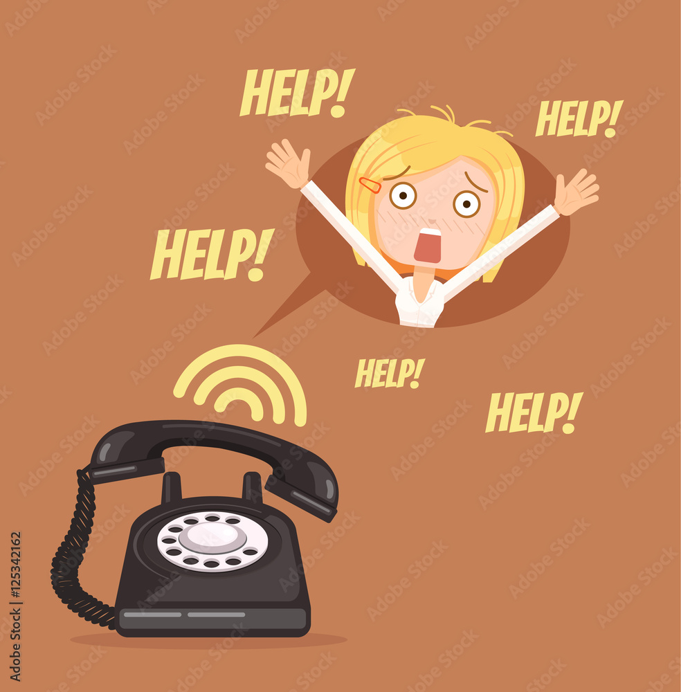 Woman character need help. Vector flat cartoon illustration Stock ...