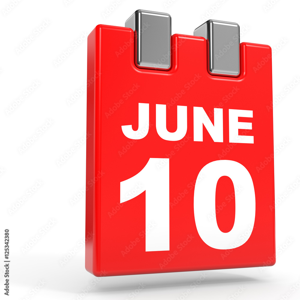 June 10. Calendar on white background. Stock Illustration | Adobe Stock